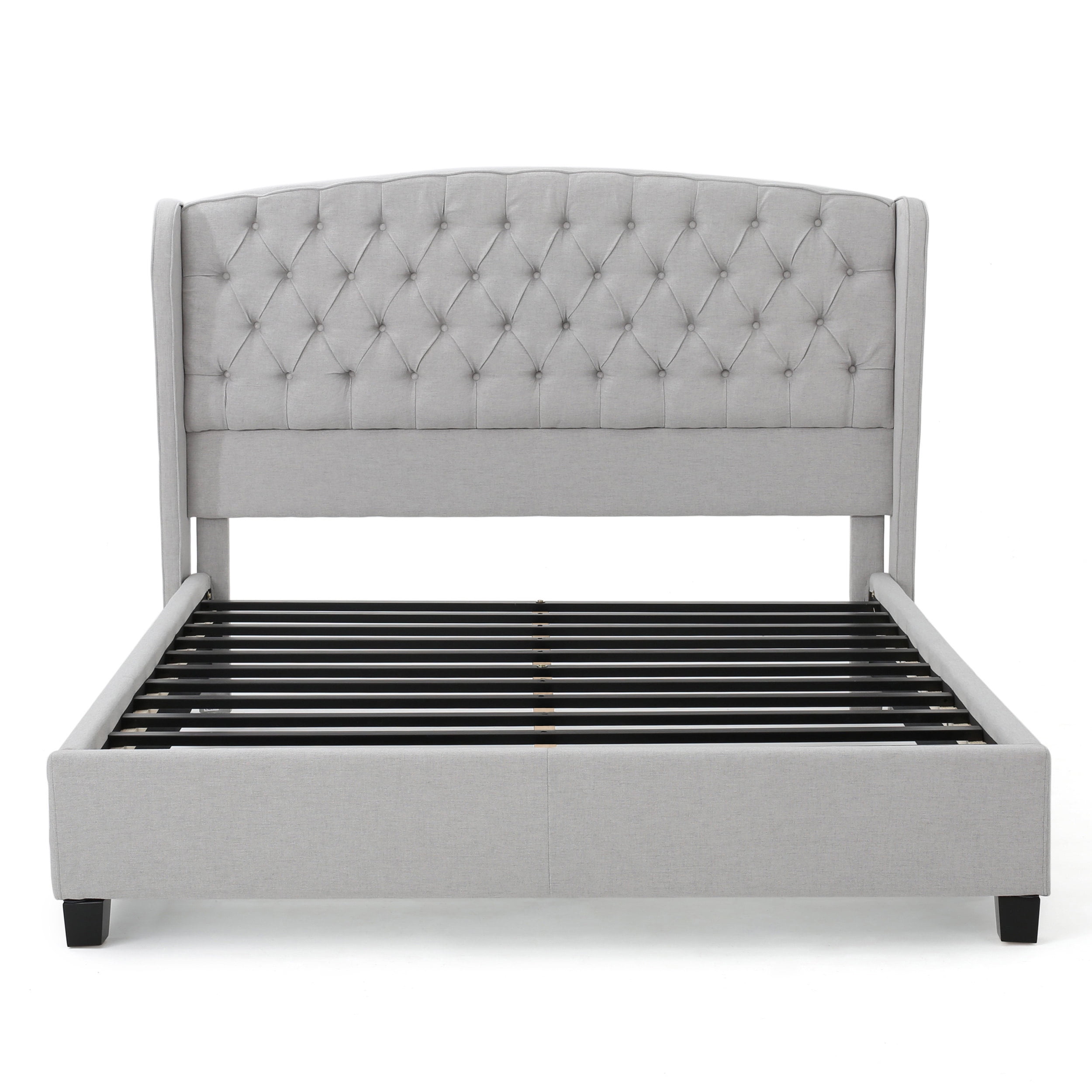 Twilight Fully-Upholstered King-Size Platform Bed Frame, Low-Profile ...