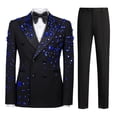 Beauty-Emily Men's Double Breasted Suit Set, Gold Foil Metallic Print ...