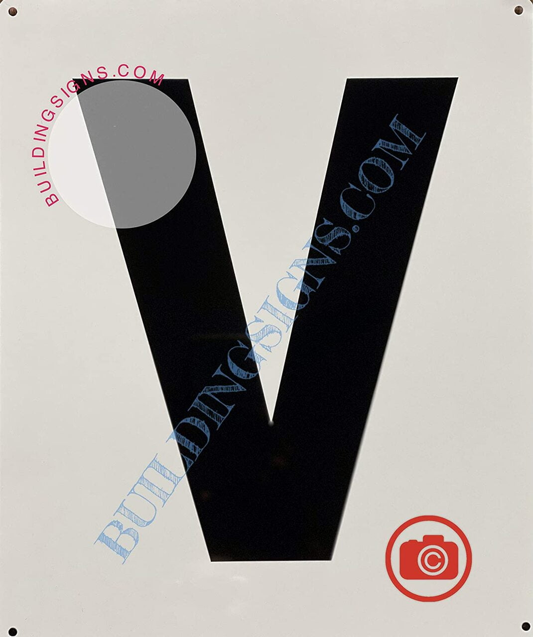 Large Letter V -Metal Sign - Parking LOT Sign (White,Aluminium,10X12 ...