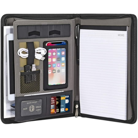 Padfolio Portfolio Zipper Binder Organizer Binder Writing Pad/ Business ...