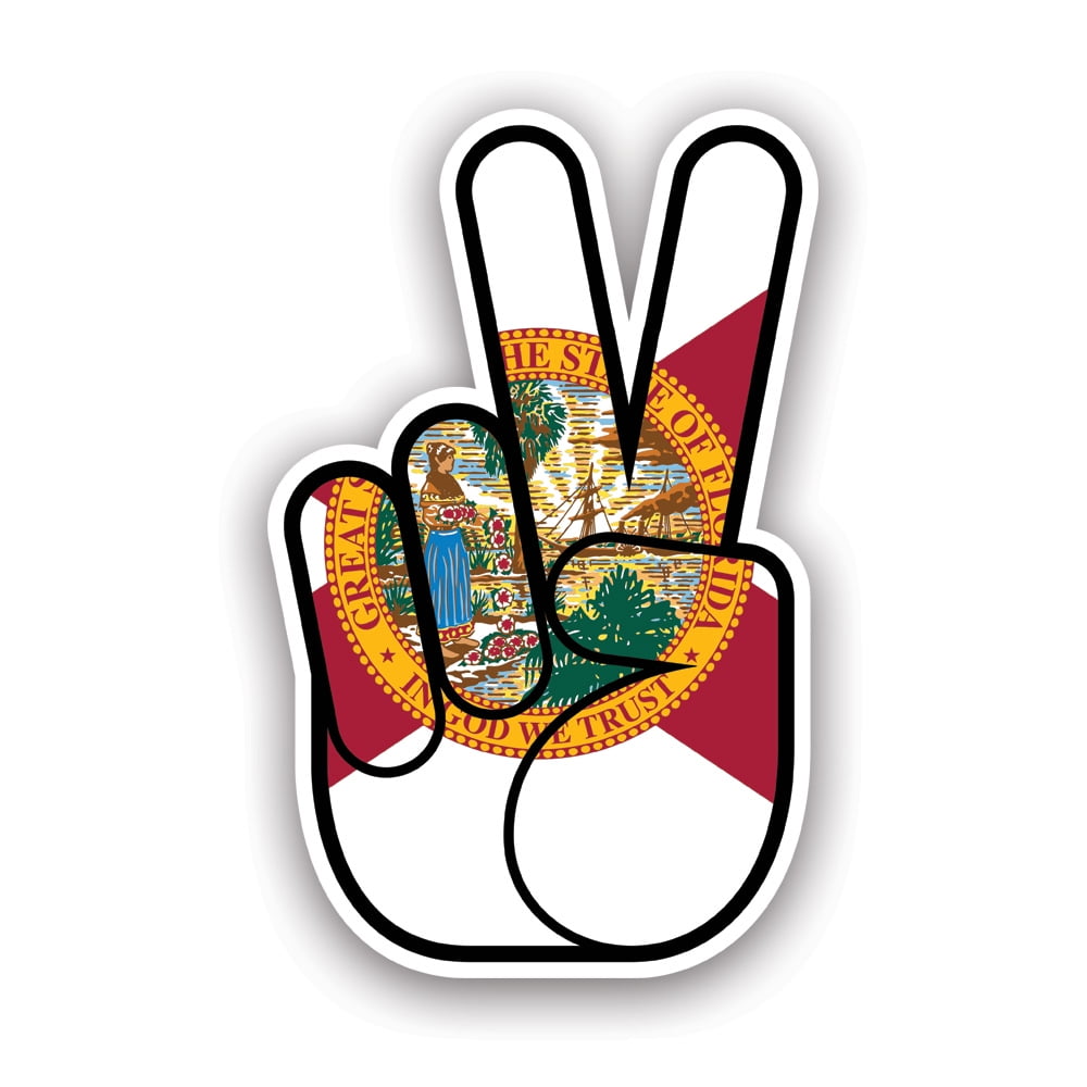 Florida State Shaped Peace Sign Sticker Decal - Self Adhesive Vinyl ...