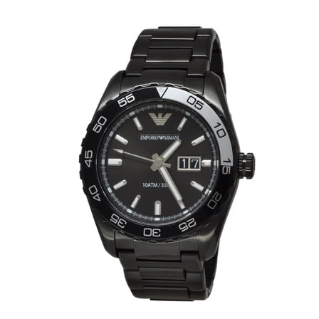 Emporio Armani Men's Emporio Black Stainless Steel Chronograph Watch ...