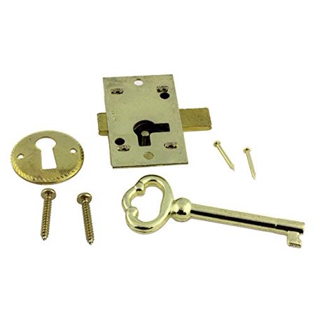Small Brass Plated Flush Mount Lock Set for Grandfather Clock, Cabinet ...