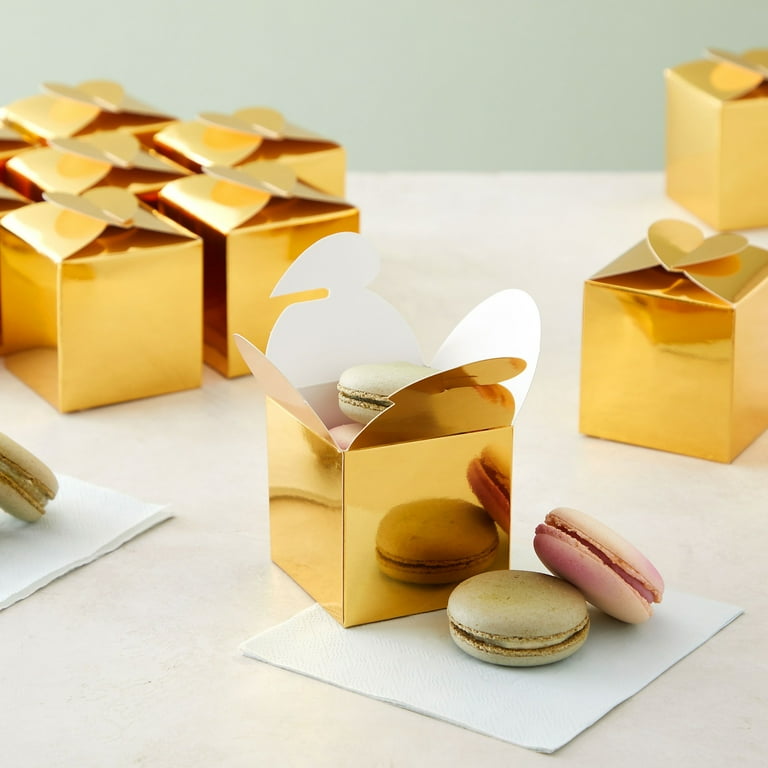 Gold Favor Boxes Party Favors 100 Pack Wedding Favor Pillow Boxes,