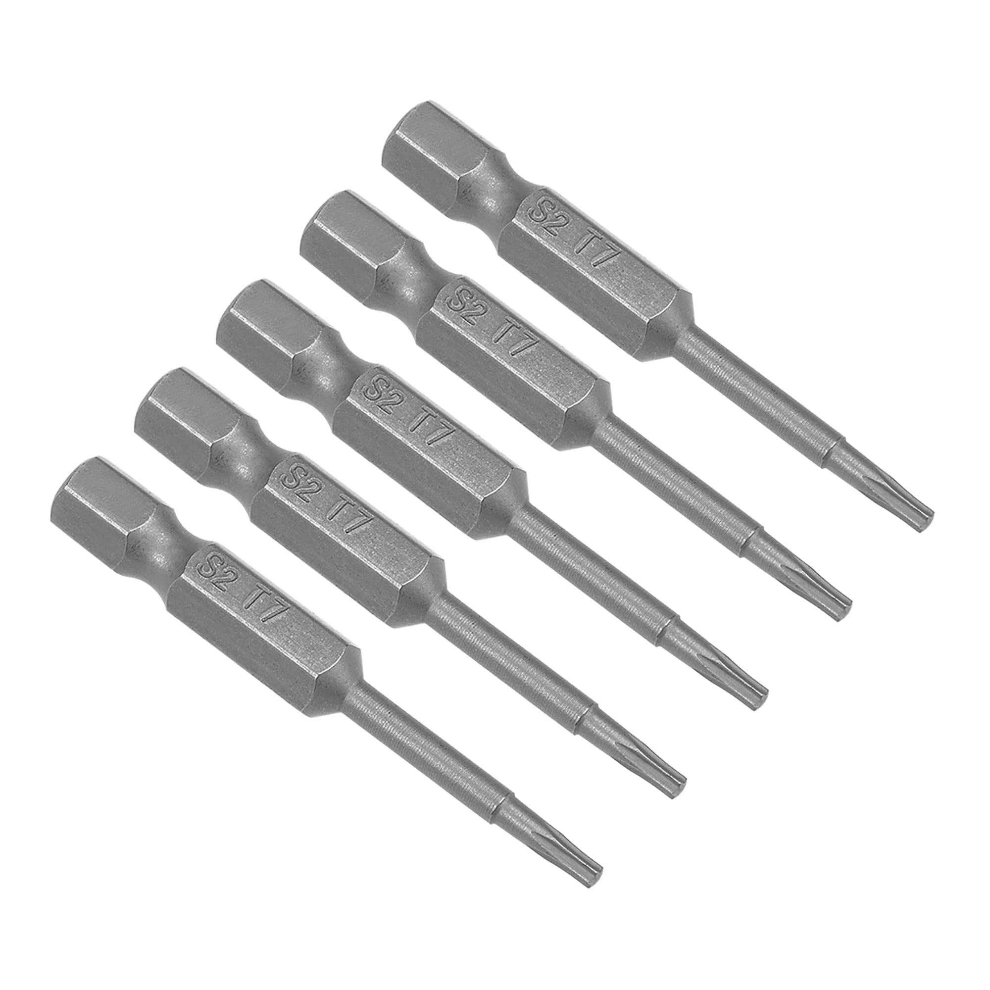 5pcs 50mm Long 1/4" Hex Shank T7 Torx Screwdriver Bits S2 High Alloy ...