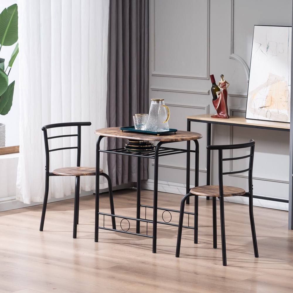 Round Dining Room Set W/ 2 Chairs & 1 Table, Modern Counter Height ...