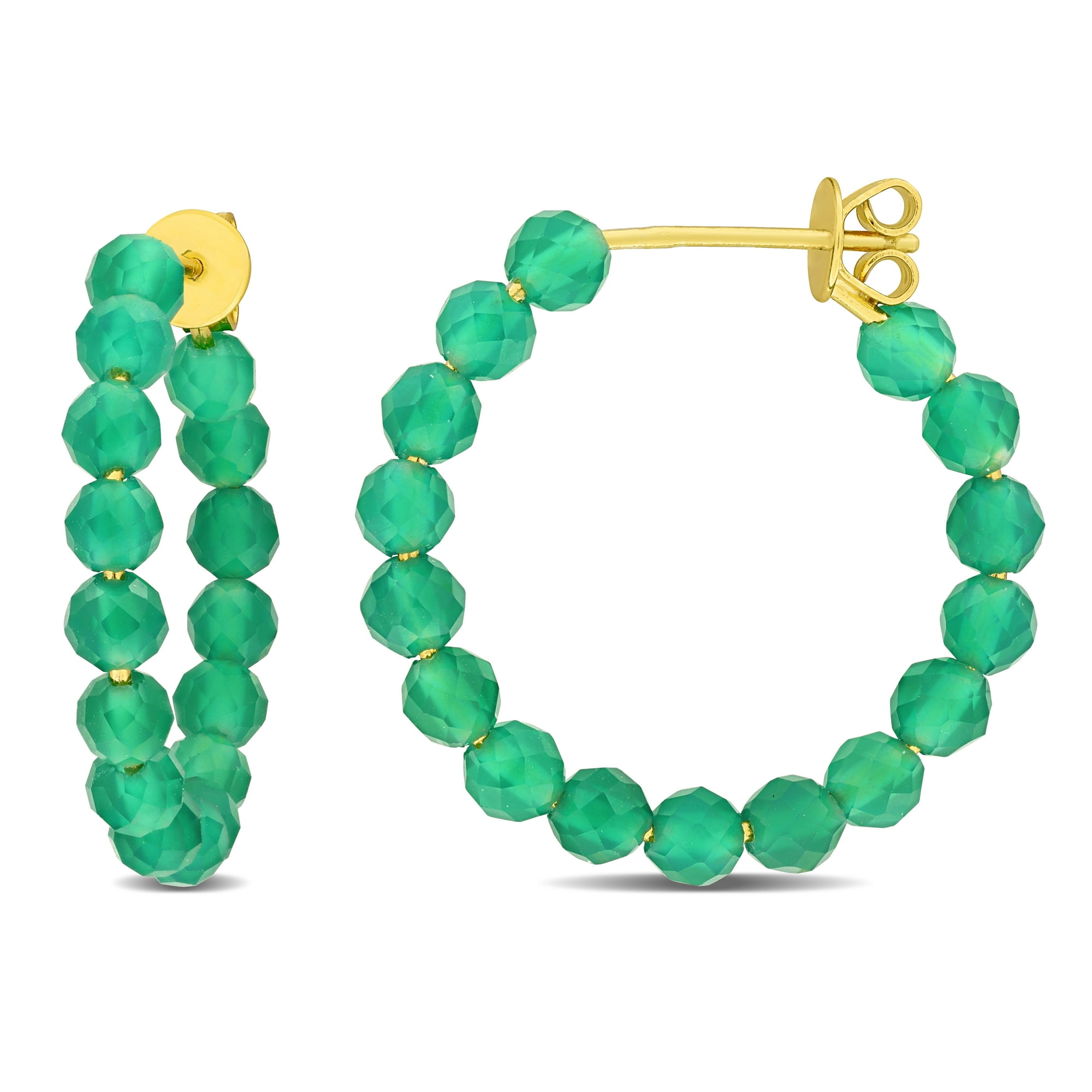 Click here for Miabella 5ct Tgw Green Onyx Facetted Bead Hoop Ear... prices