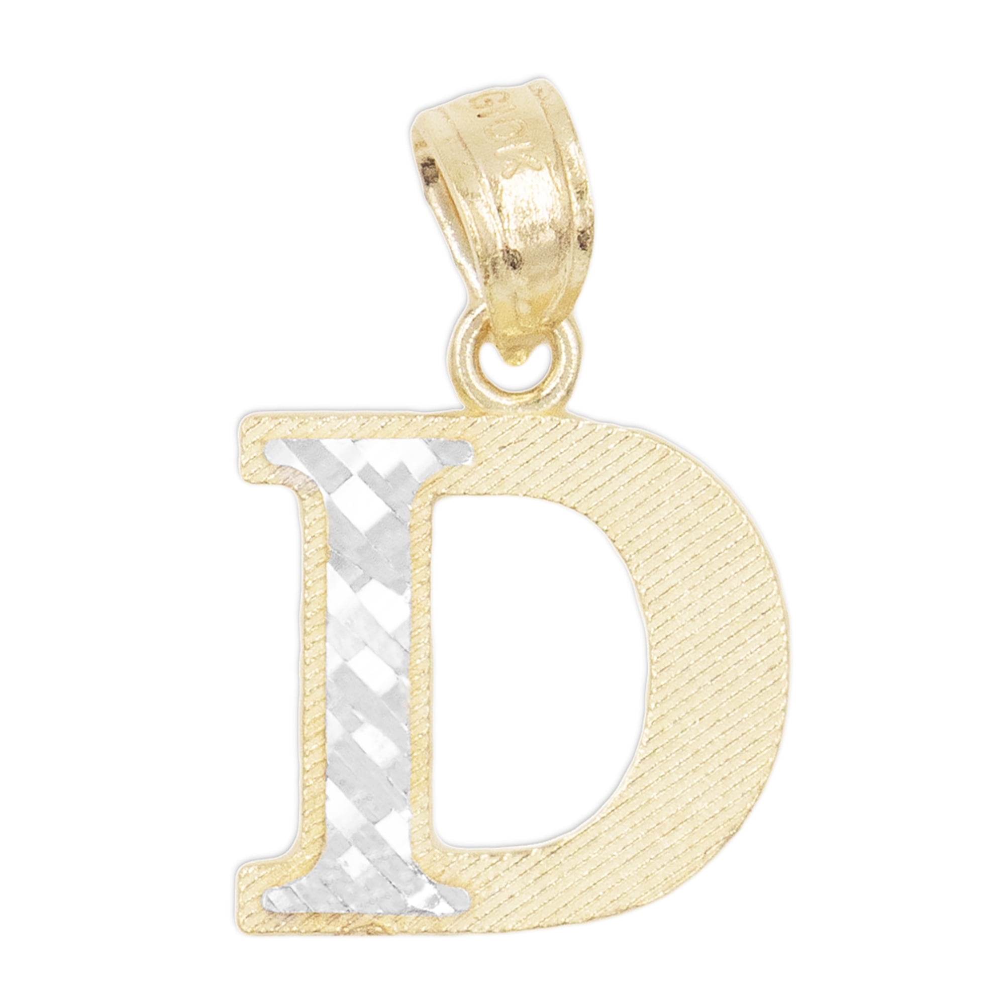Ice on Fire Jewelry - 10k Real Solid Gold Two Tone D Initial Pendant ...