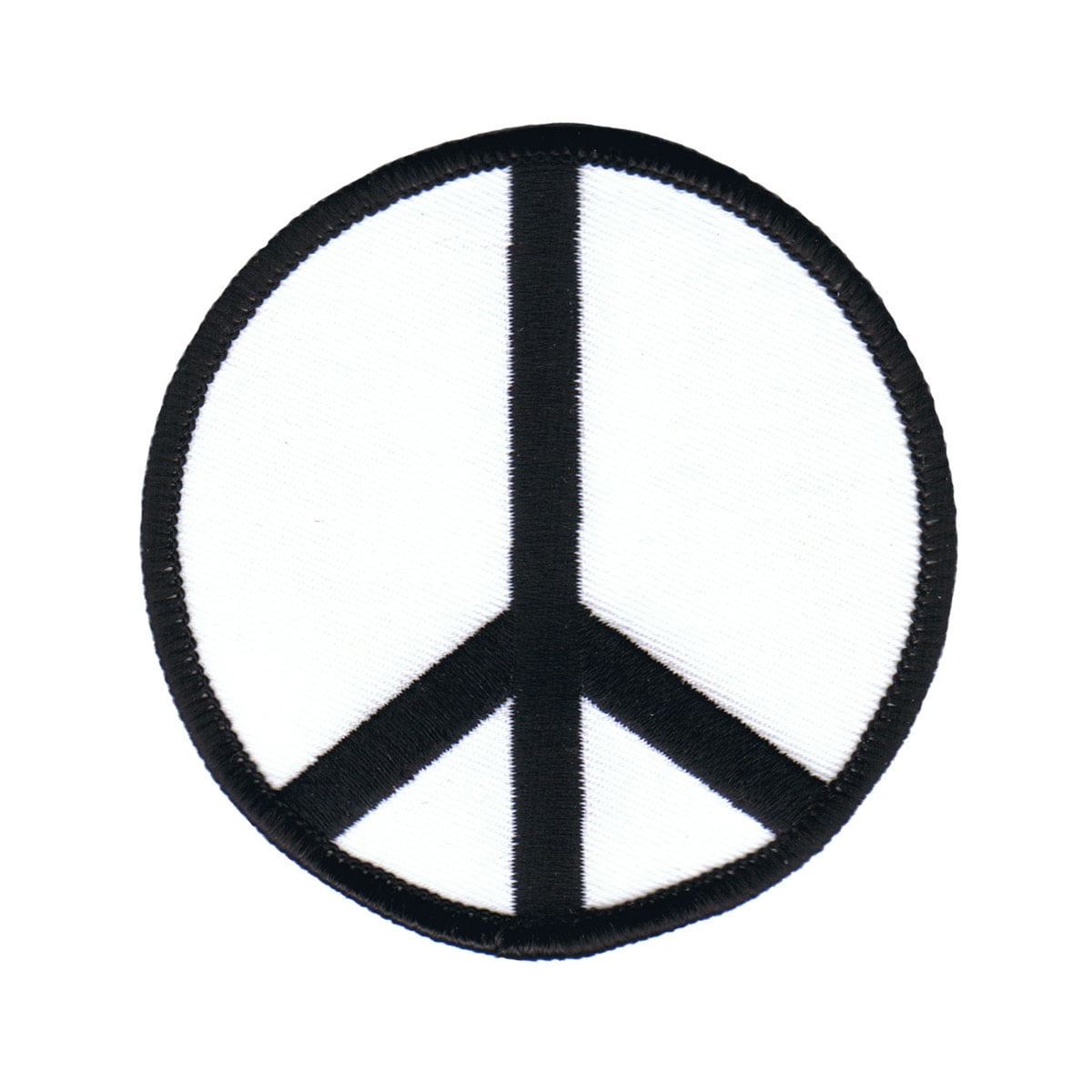 Large Peace Sign Black on White Patch Hippie Symbol Embroidered Iron On ...