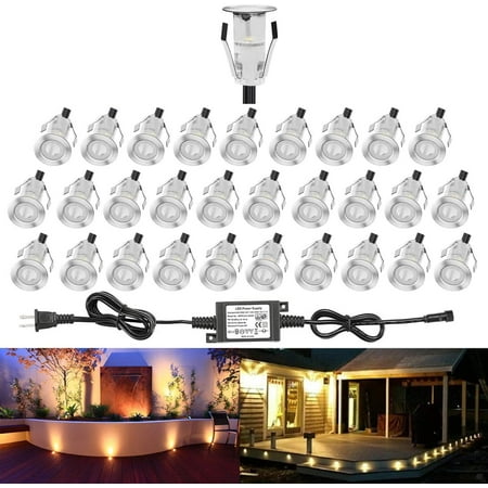 Tiny Recessed LED Deck Light Kits,LED Landscape Lighting with 12V Low ...