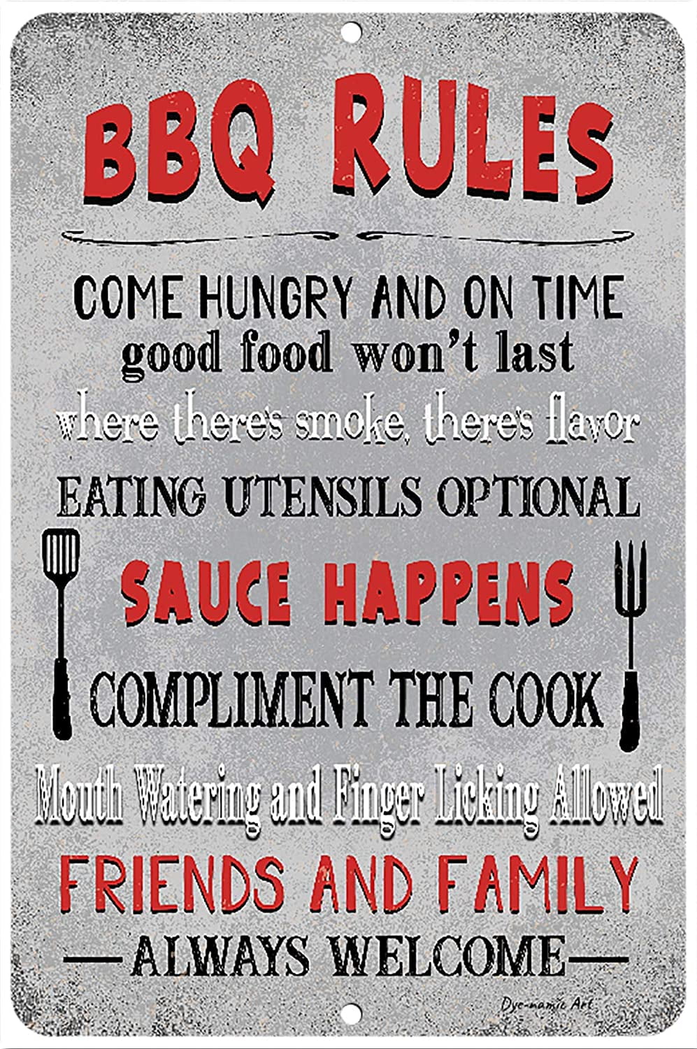 Dyenamic Art BBQ Rules Grilling Metal Sign Aluminum Backyard D cor dyenamic-art-bbq-rules-grilling-metal-sign-aluminum-backyard-d-cor