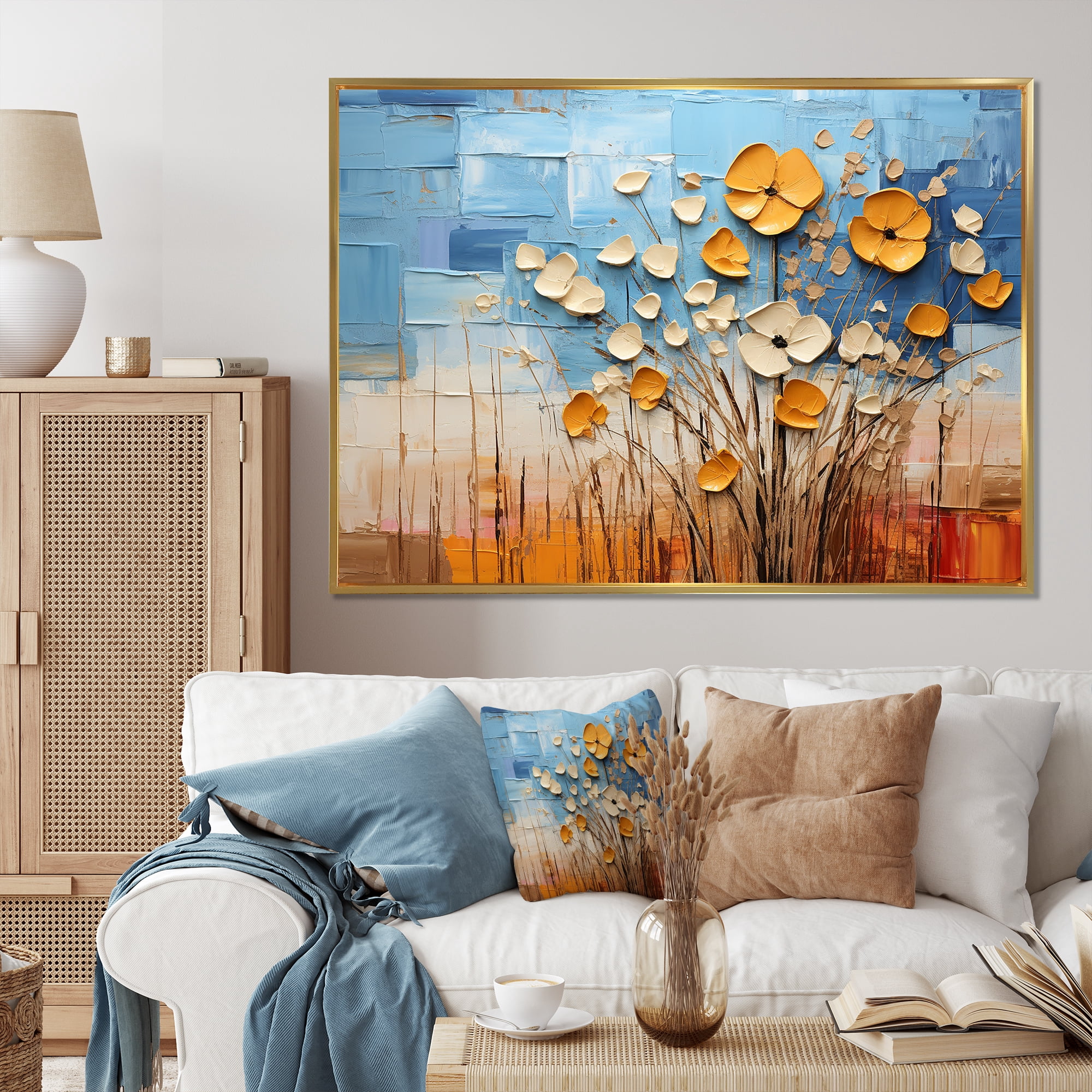 Click here for Designart Prairies Framed Wall Art  Interwoven Bli... prices