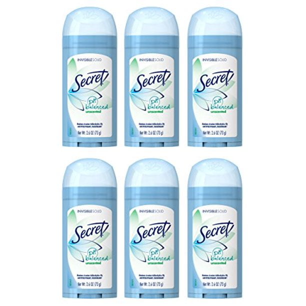 Secret Invisible Solid Antiperspirant Deodorant, Unscented - 2.6 oz - 6 ...
