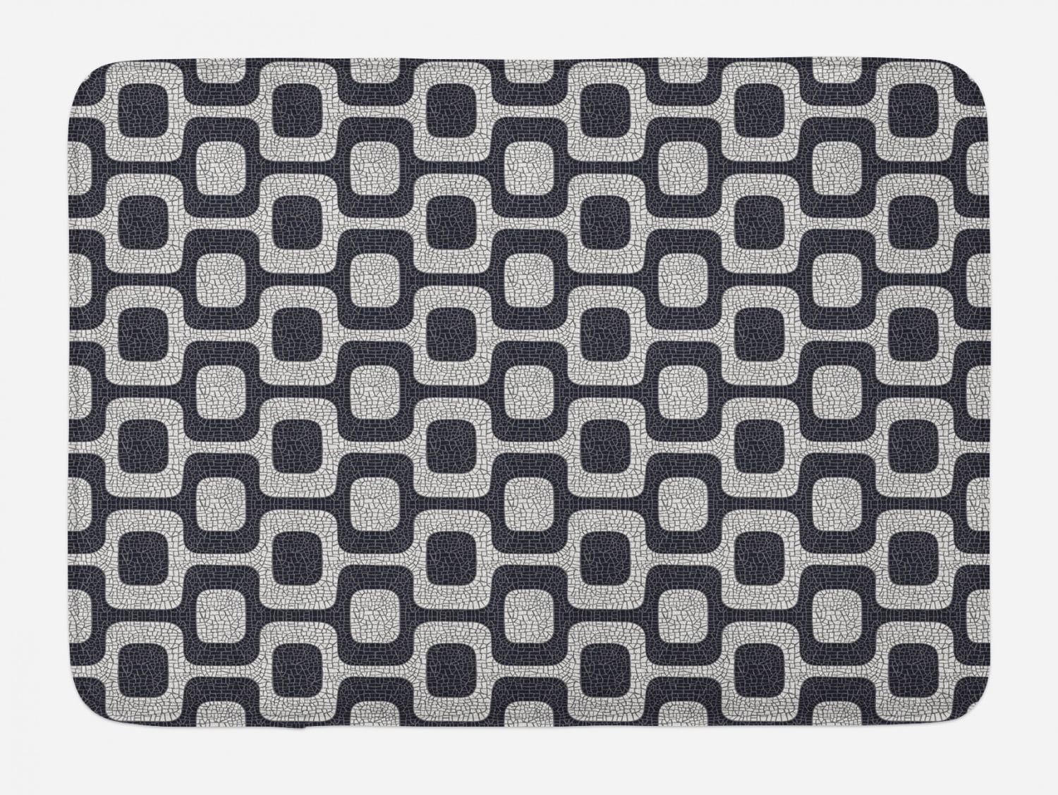 Abstract Bath Mat, Modern White and Black Wave Pavement Pattern Fractal ...