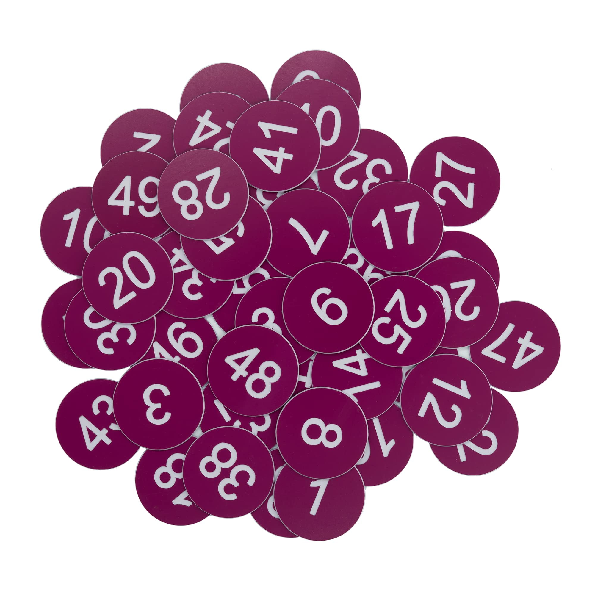 Plastic Number Tags Engraved Numbered Tags Without Hole (1-100, Purple ...