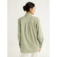 Free Assembly Women’s and Women's Plus Button Front Boxy Cotton Tunic ...
