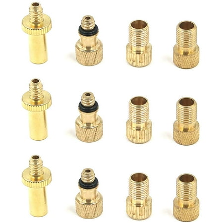 Bike Valve Adapter Set, 12PCS Premium Brass Presta Valve to Schrader ...