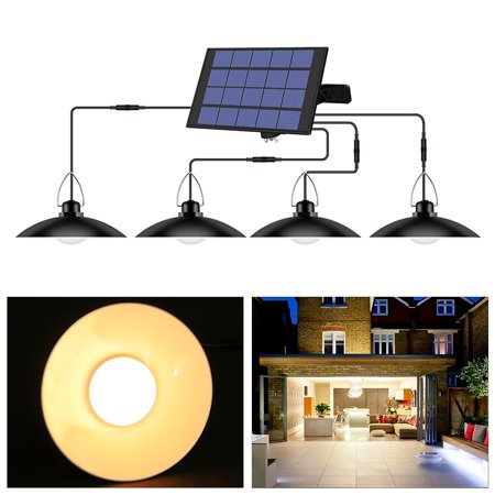 Outdoor Waterproof Solar Powered Ceiling Porch Hanging 4-head Light ...