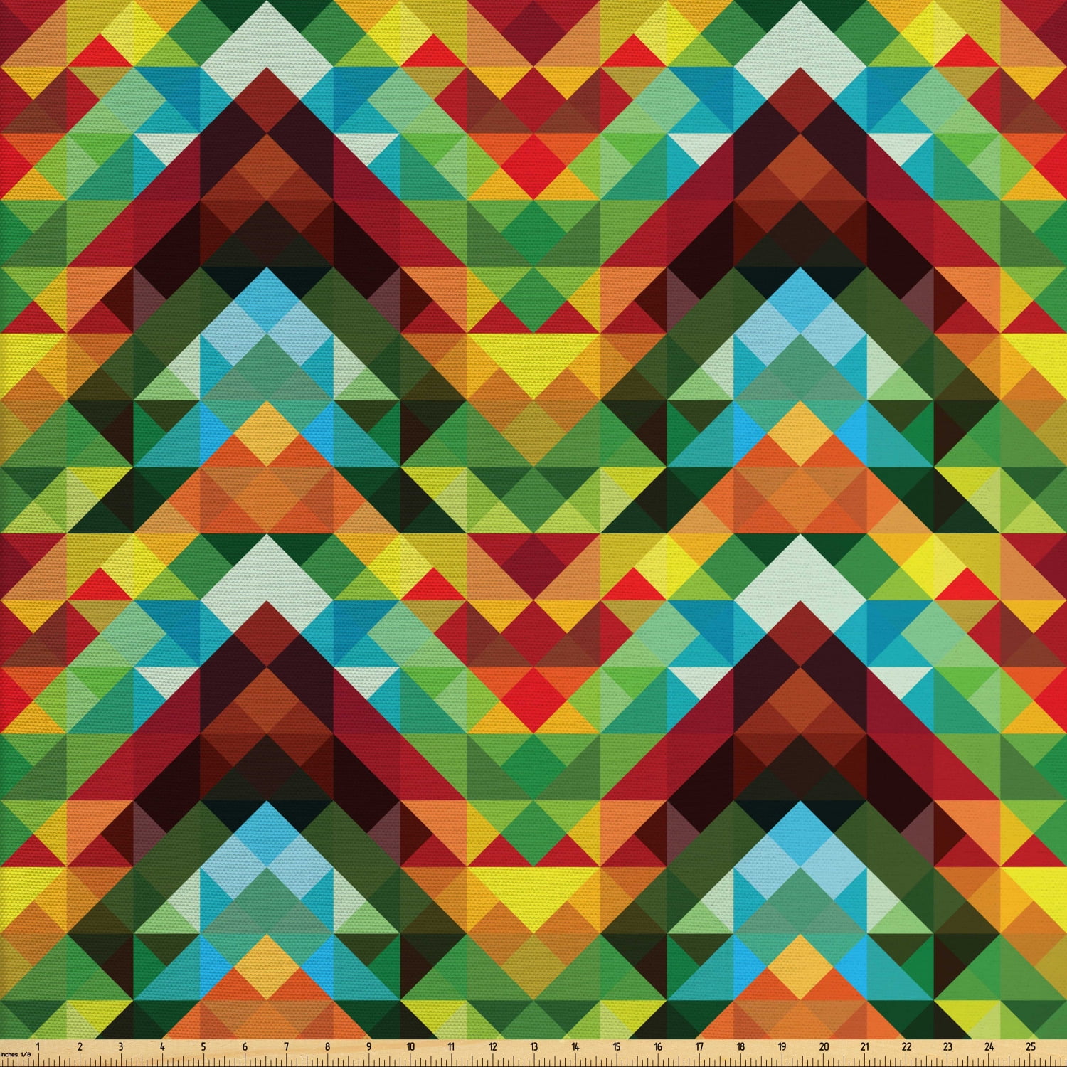 Colorful Fabric by the Yard Upholstery, Abstract Optic Effect Triangle ...