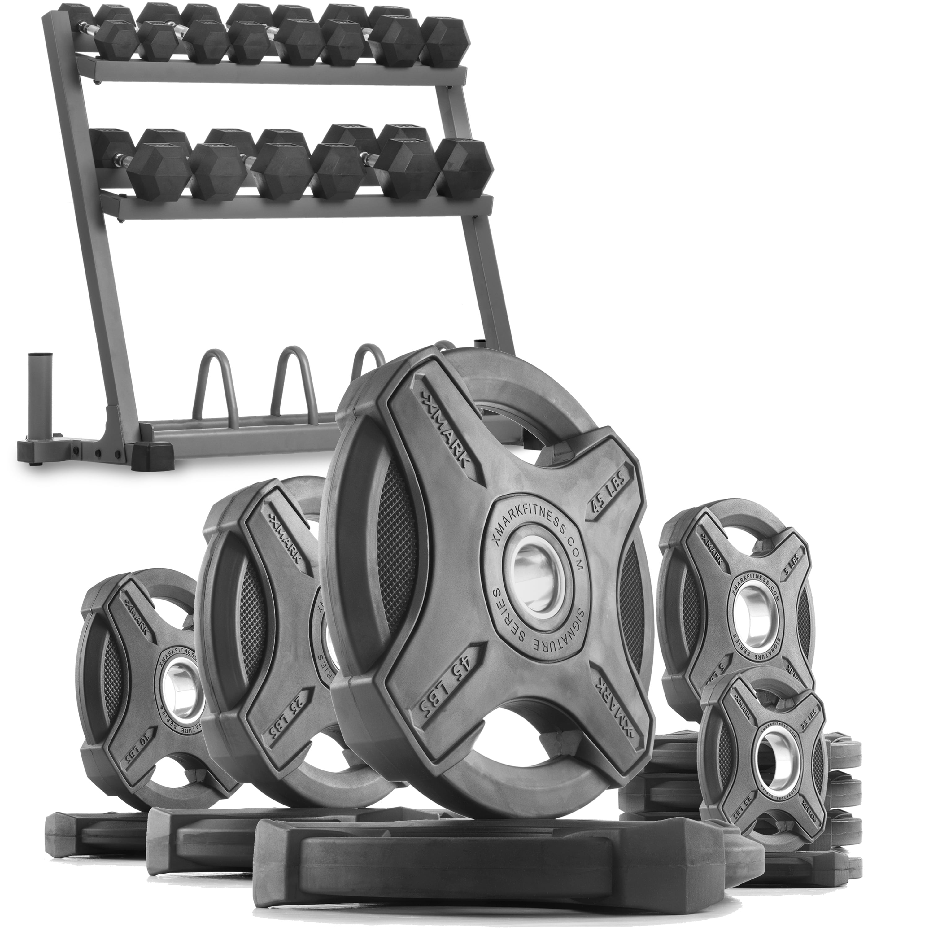 XMark POWERRACK DLX II, All-in-One Dumbbell, Plate and Bar Storage ...