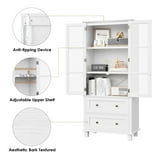 Homfa Rattan Cabinet with Doors, Tall Storage Cabinet with 2 Drawers ...