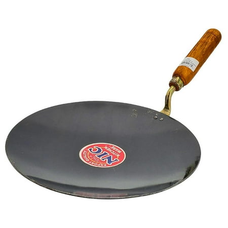 Noor Iron Tava - Concave w/Wooden Handle - Single Piece - Perfect for ...