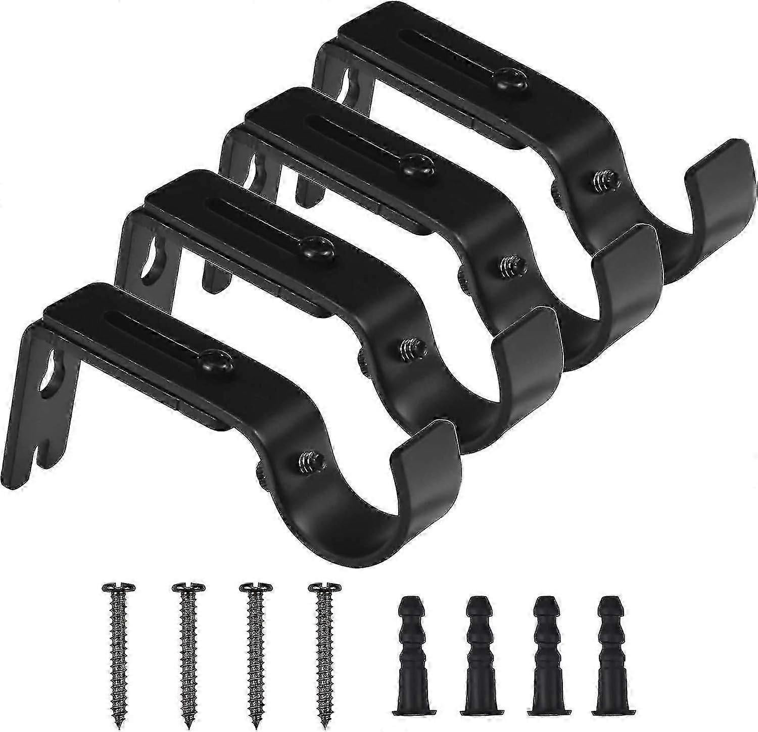 Adjustable Metal Curtain Rod Brackets, Heavy Duty Iron Wall Mounts with ...