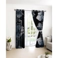 Black Broken Stone Blackout Curtains for Bedroom/Living Room, Thermal ...