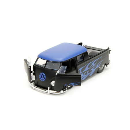 Jada "Slug Bug" 1/24 Scale Punch Buggy 1963 VW Bus Truck Matte Blk/Blue ...