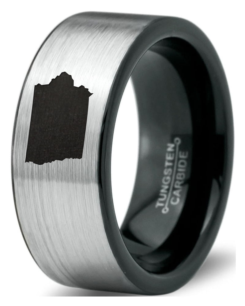 Tungsten Iowa Hawkeye State Band Ring 8mm Men Women Comfort Fit Brushed ...