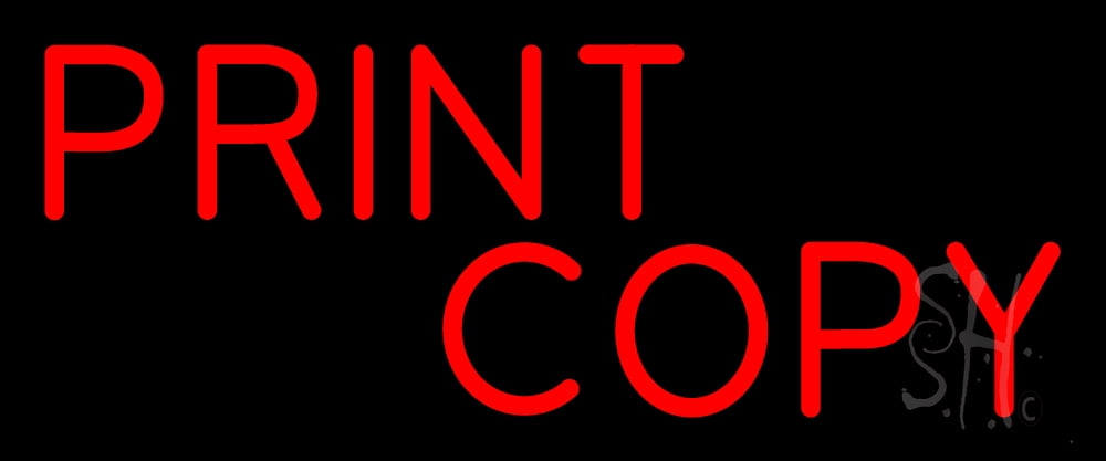 Print Copy LED Neon Sign 6 x 15 - inches, Clear Edge Cut Acrylic ...