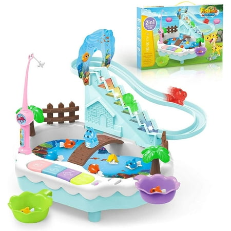 Playpapa Fishing Game Toy for Kids, Electronic Toy Fishing Set with ...