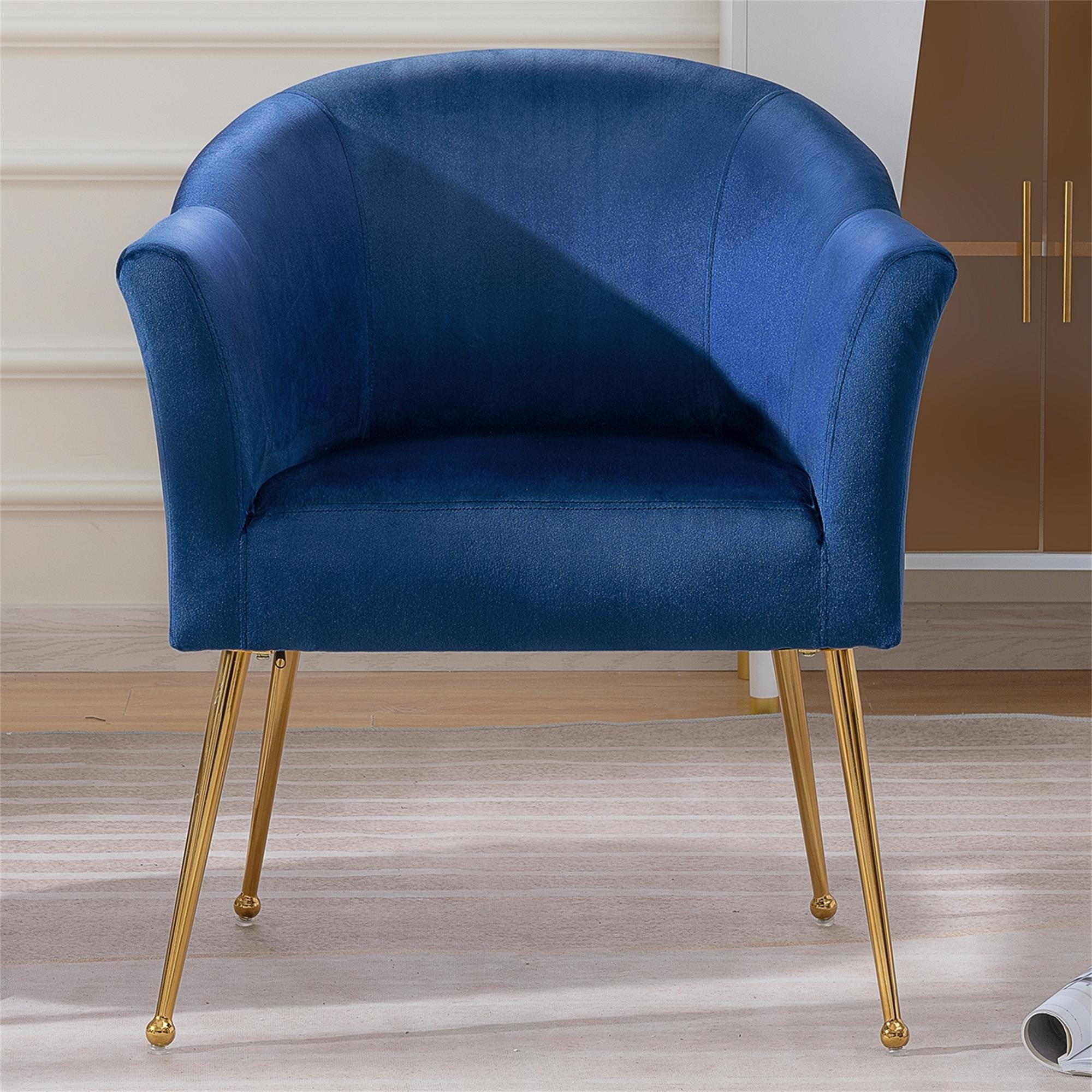 Kepooman Blue Polyester Armchair, Modern Single Sofa Chairs with Gold ... Kepooman Blue Polyester Armchair, Modern Single Sofa Chairs with Gold ...