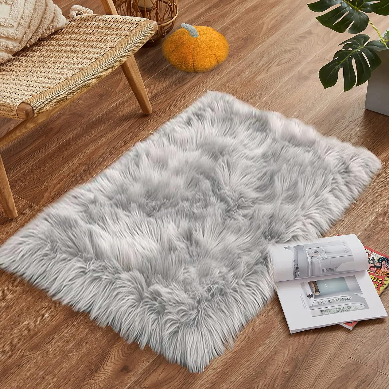 Click here for Laicaiw Super Soft Small Grey 2x3 Rug Faux Sheepsk... prices