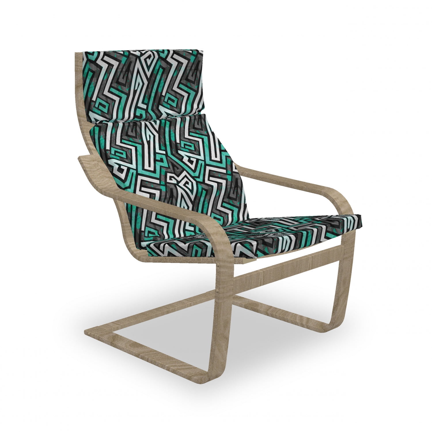 Abstract Armchair Pad and Slipcover, Graffiti Geometric Grunge Design ...