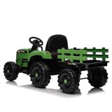 Kids Ride On Tractor with Trailer, 12V Battery Powered Electric Tractor ...