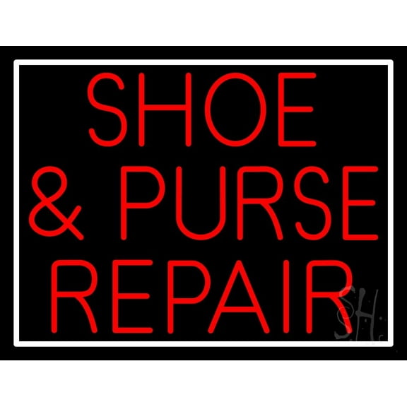 Shoe Store With Red Border LED Neon Sign 24 x 31 - inches, Black Square ...