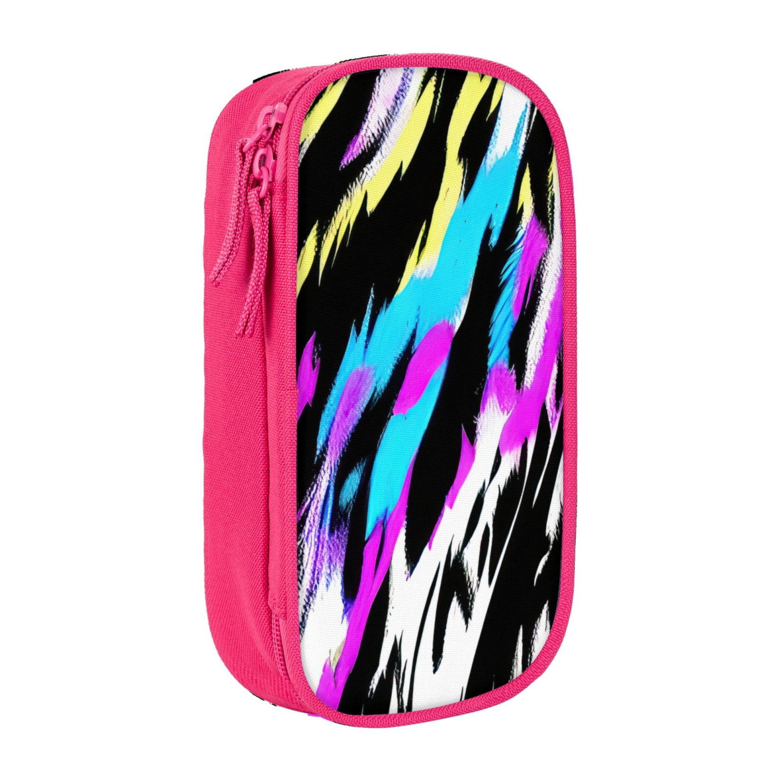 Large Storage Pencil Case, Vibrant Splash Abstract Tiger Pattern with ...