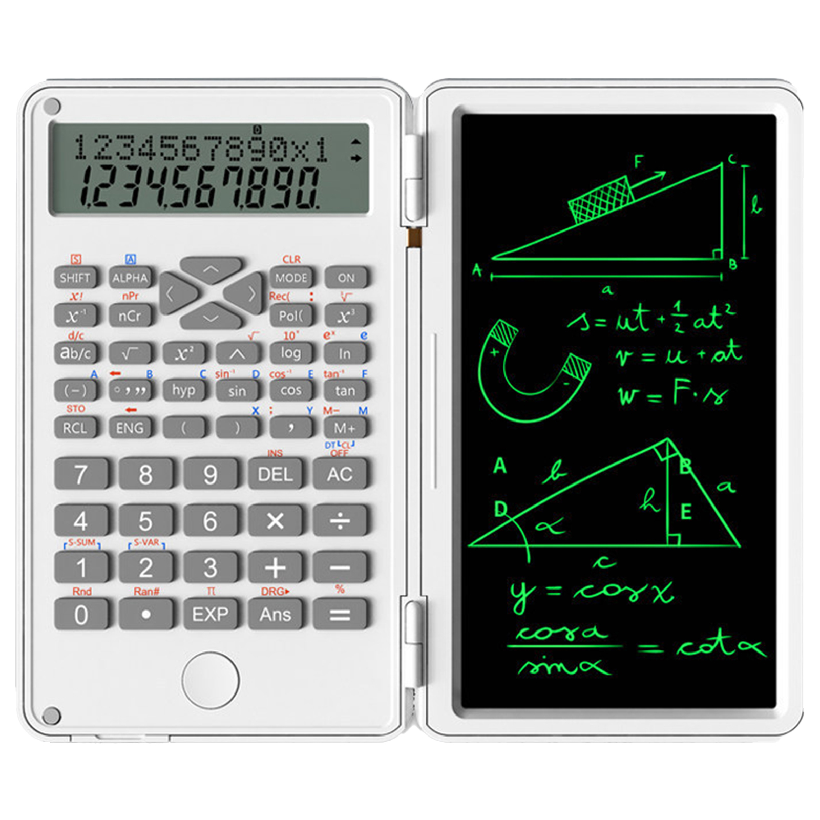 Fusipu Calculator Clamshell Design Double Line Display Smart Writing One Click Delete LCD Screen ...