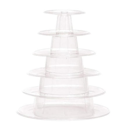 6 Tier Round Macaron Tower Plastic Clear Cake Stand Macaron Display ...