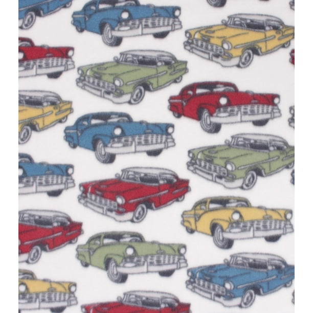 Classic Cars White Fleece Fabric - Walmart.com - Walmart.com