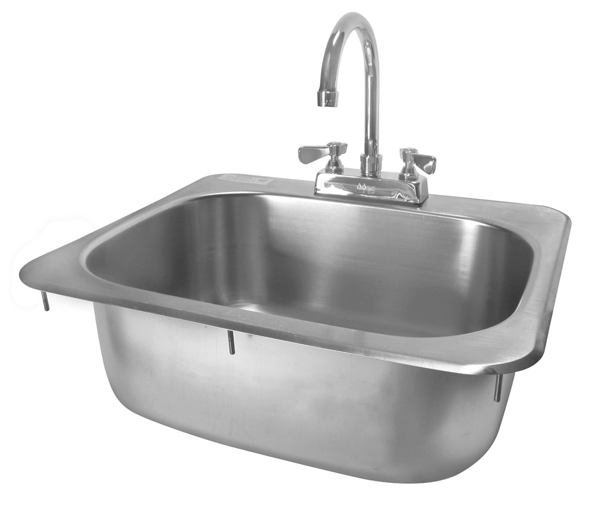 ACE HS-2017IG Extra Wide Stainless Steel Drop-In Hand Sink with Deck ...