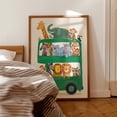 Affixzi Animal Illustration Print, Safari Animals on Green Bus Scene ...