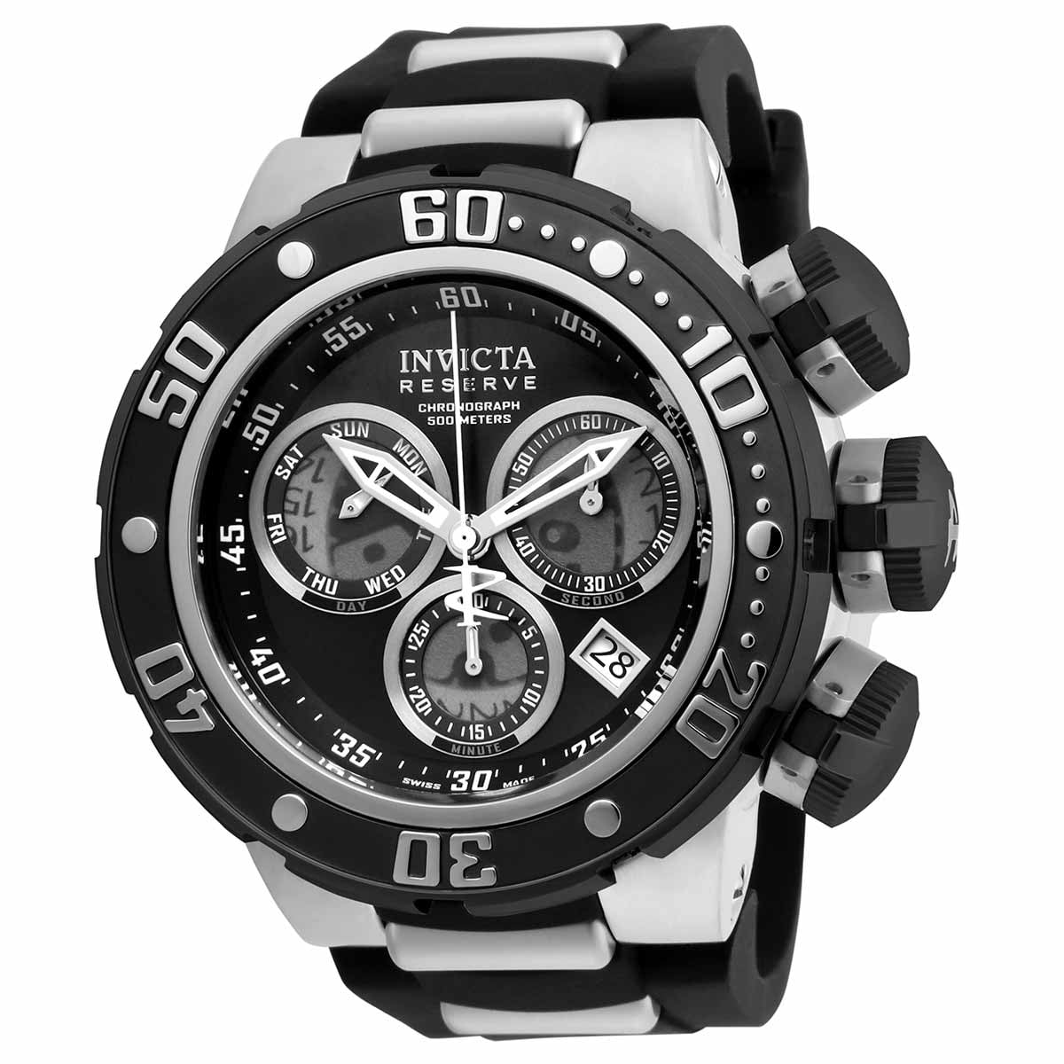 Invicta Men's 21639 Reserve Black Dial Steel and Silicone Strap ...