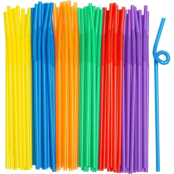 Comfy Package Disposable Flexible Straws Drinking Plastic Bendy Straws ...