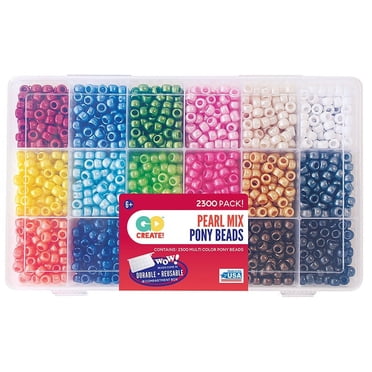 The Beadery DIY Art & Crafts Crayon Colors Pony Bead Box - 2300 Beads ...