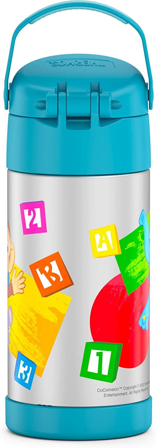 THERMOS FUNTAINER 12 Ounce Stainless Steel Vacuum Insulated Kids Straw Bottle, Cocomelon