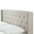Glamour Home Asali King Bed with Button Tufting and Nail Headed Wings in Beige - Walmart.com