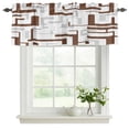 Brown Geometric Stripes 2 Panels Kitchen Valance, Modern Abstract Lines ...
