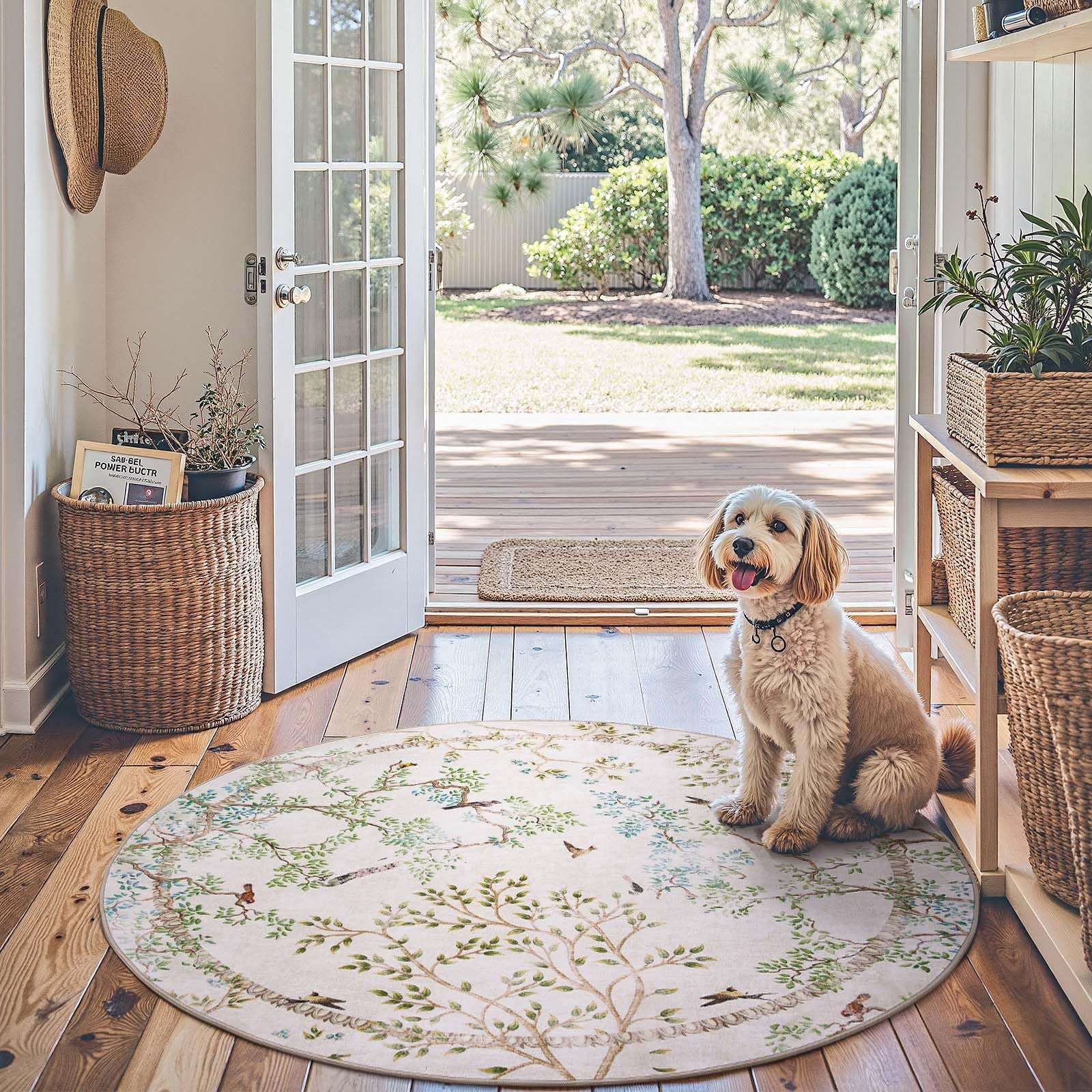 Click here for Translink Floral Round Area Rug 5 Feet  Washable N... prices